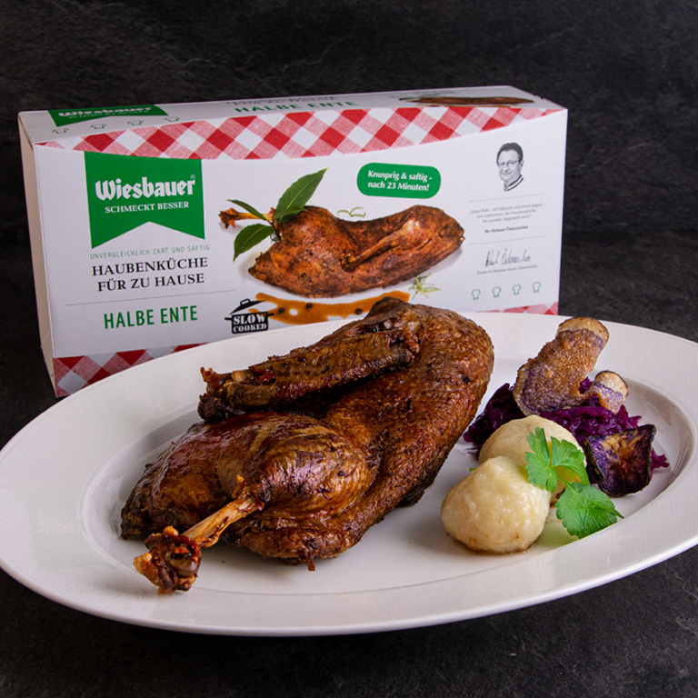 Ente halbiert, sous vide vorgegart, Wiesbauer-Gourmet. Halbe Ente kaufen